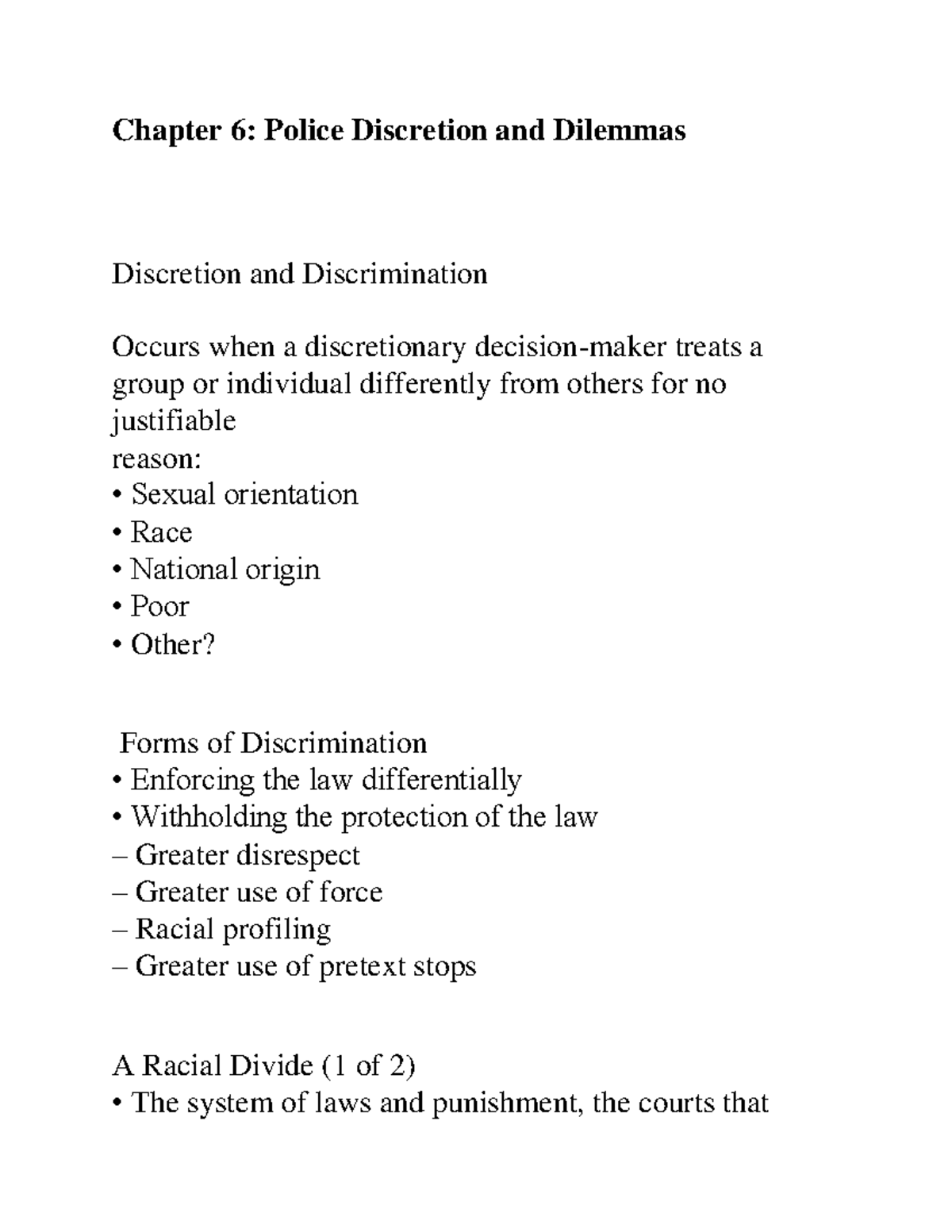 Chapter 6 Police Discretion and Dilemmas - Chapter 6: Police Discretion ...