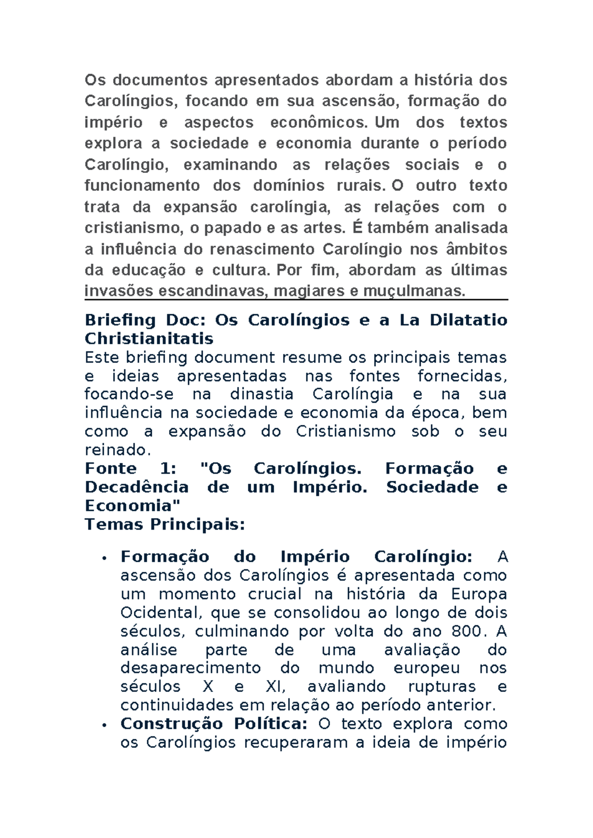 Resumo da História dos Carolíngios: Ascensão e Legado (Doc 6) - Studocu