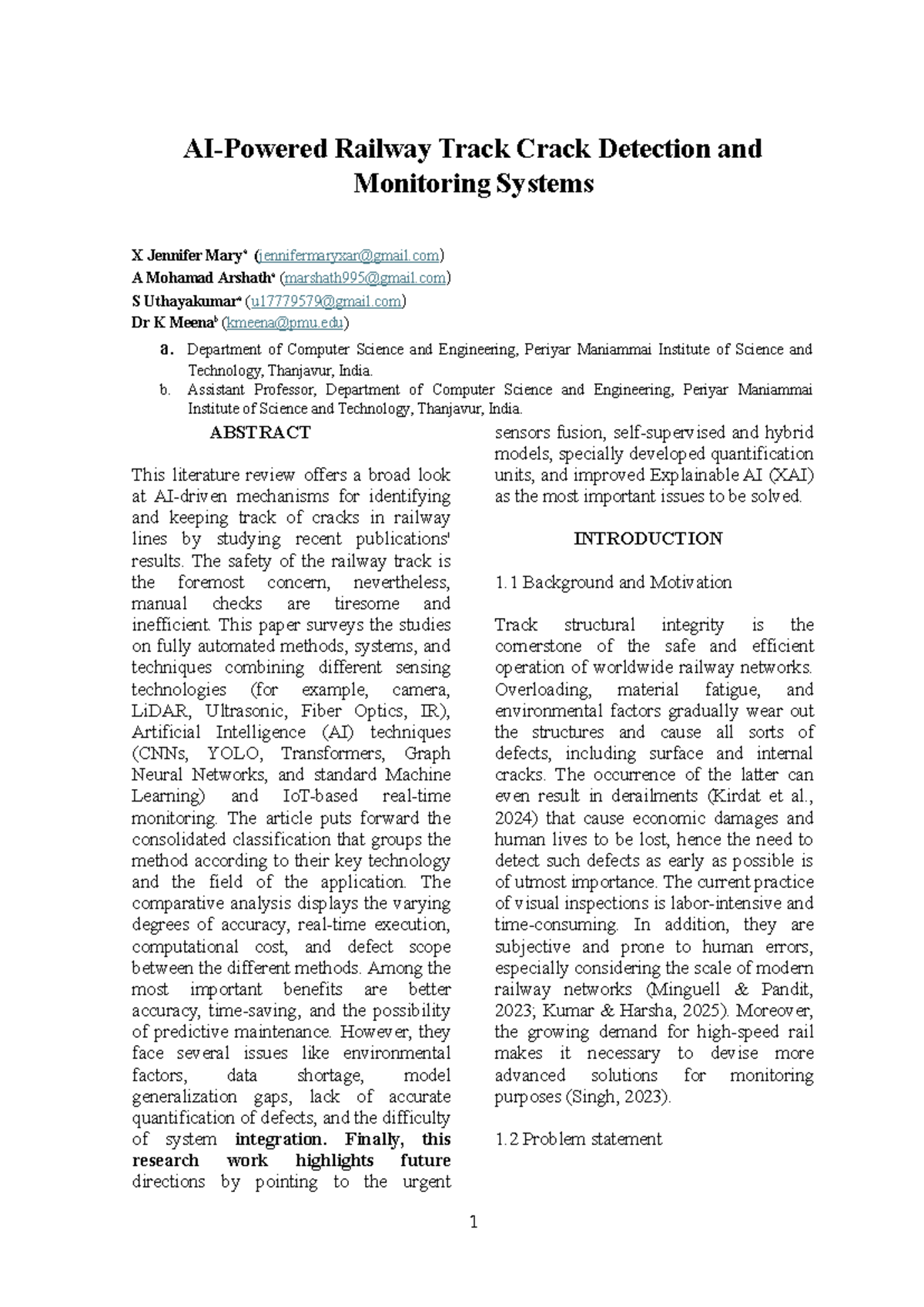 Railway Track Crack Detection and Monitoring Systems: A Comprehensive ...