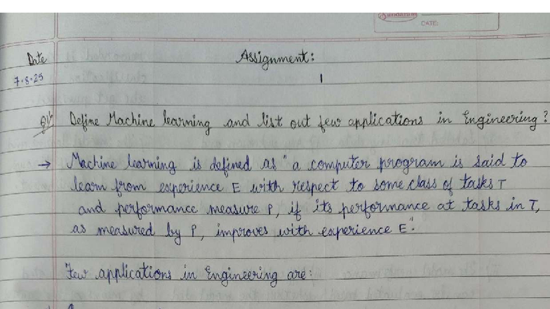 ML Assignment 1: Machine Learning Concepts & Applications - Studocu