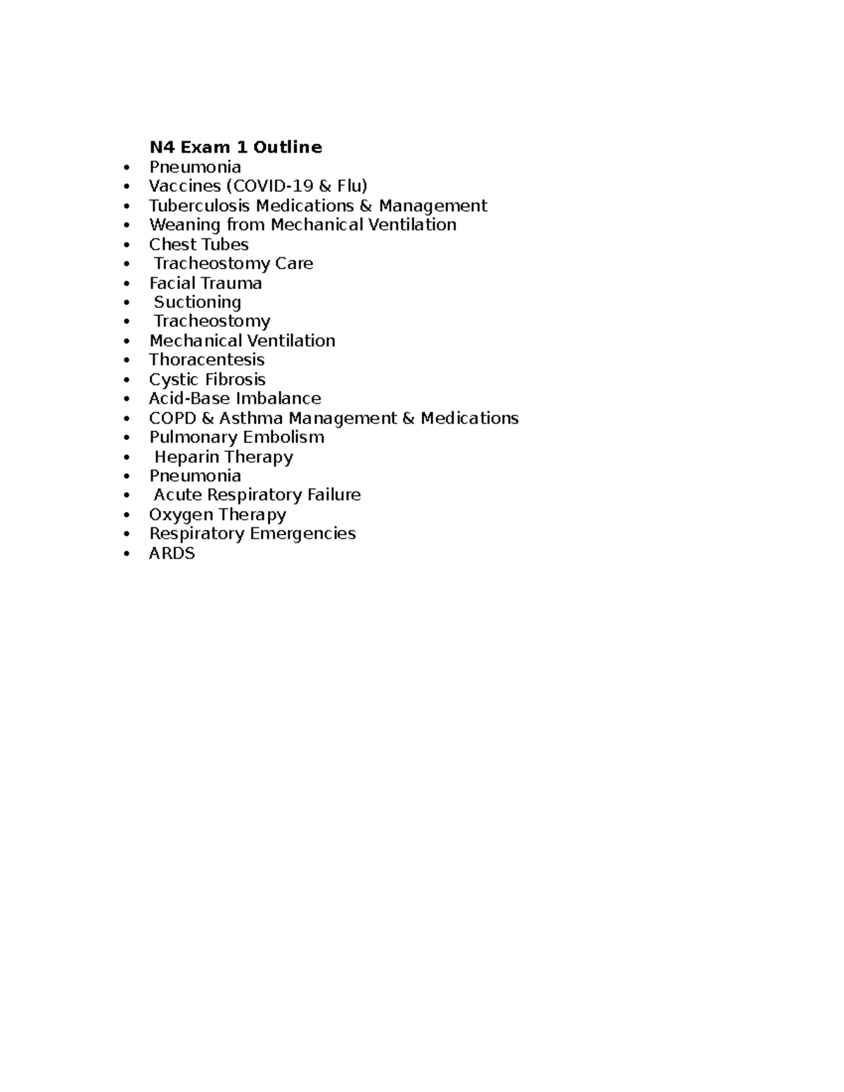 N4 Exam 1 Outline - N4 Exam 1 Outline Pneumonia Vaccines (COVID-19 ...