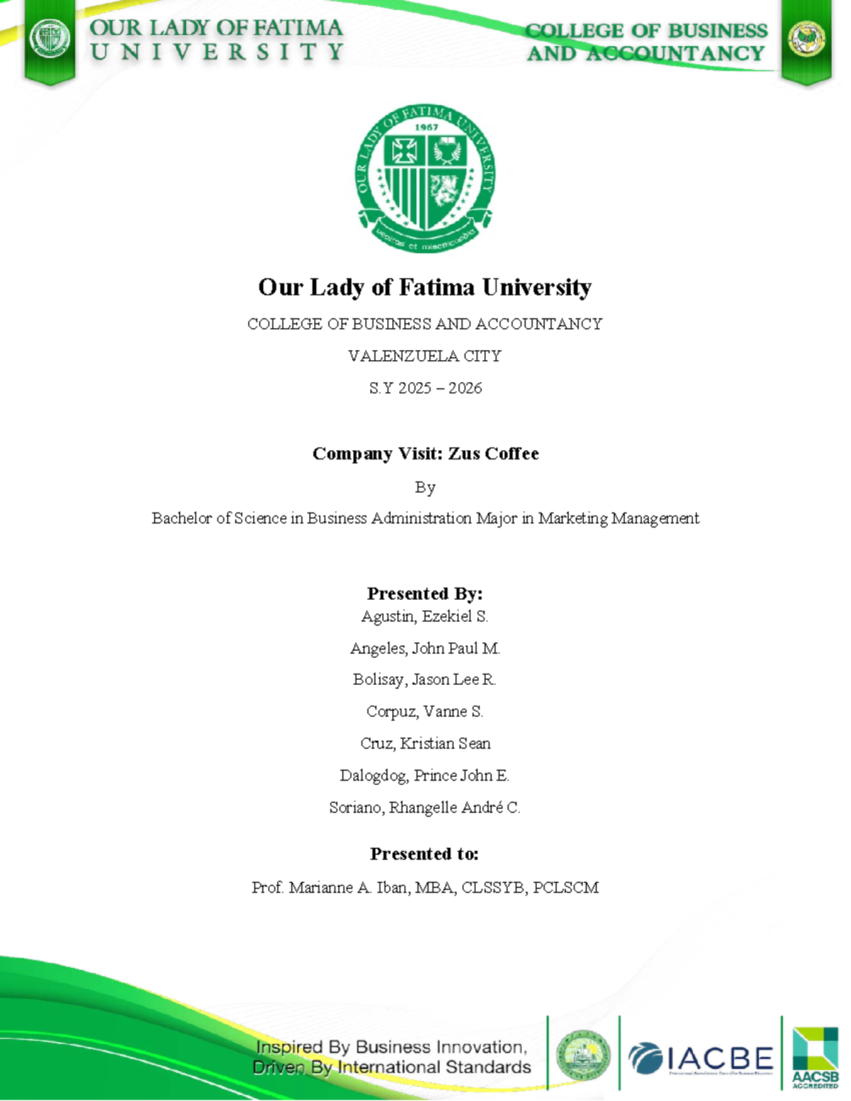 Company Visit Report: Zus Coffee - BSBA Marketing Management - Studocu