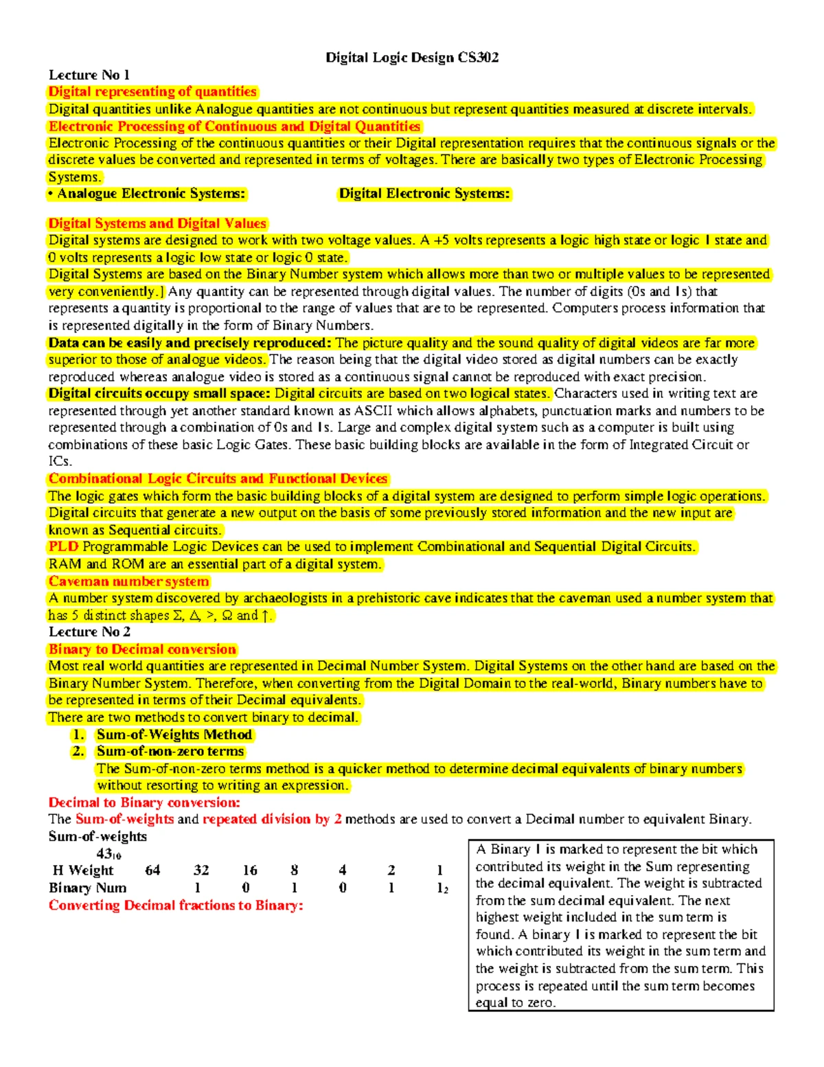 CS302 Midterm Short notes - Digital Logic Design CS Provide by VUAnswer ... CS302 Midterm Short notes - Digital Logic Design CS Provide by VUAnswer ...