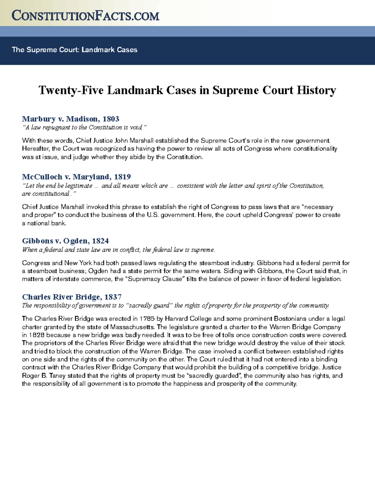 Supreme Court Landmark Cases: Key Constitutional Decisions - Studocu