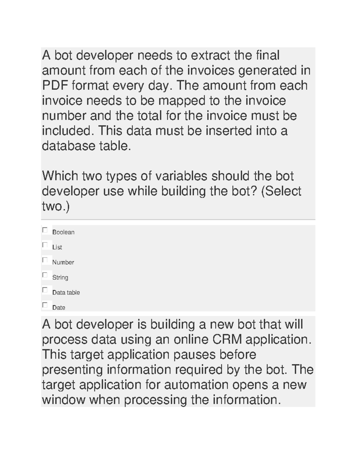 Master Questions for Automation 360 BOT Dev: Module 1 - Studocu