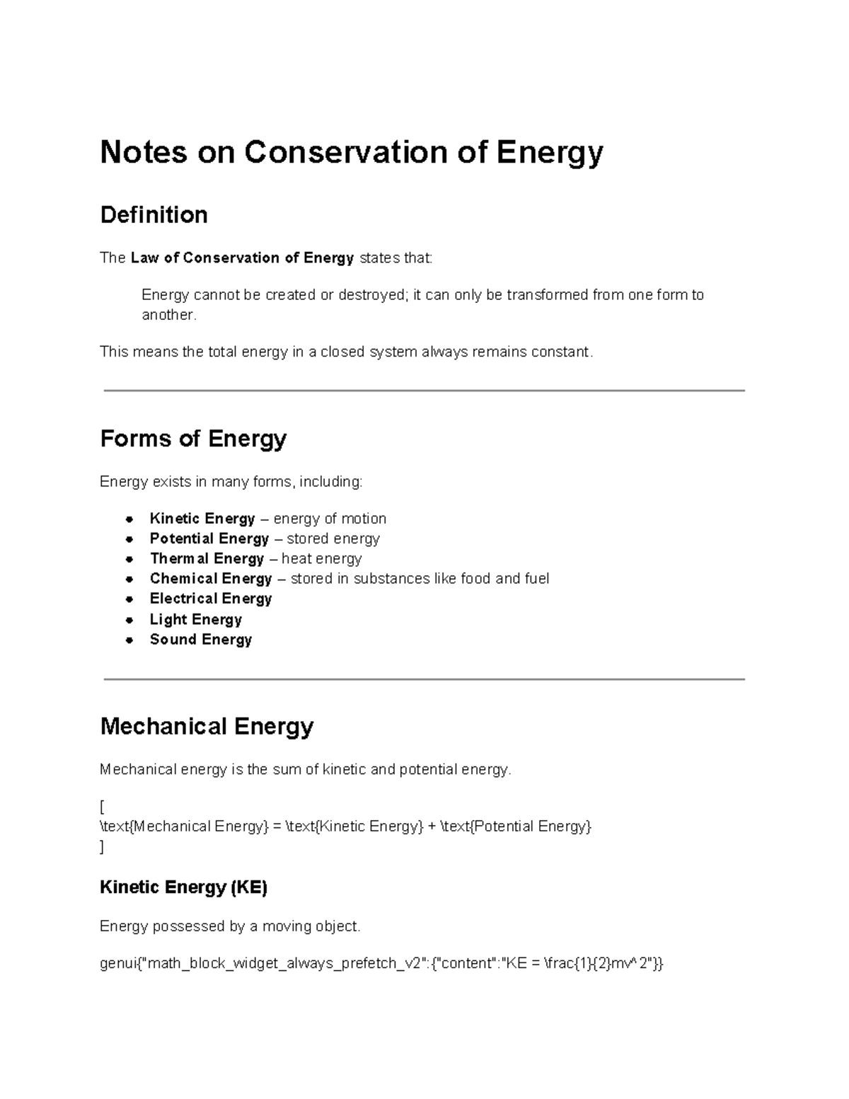Conservation of Energy: Key Concepts and Principles Explained - Studocu