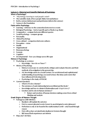 Introduction To Psychology - Lecture notes - Chapter 1 - Chapter 1 ...