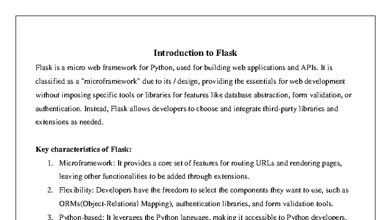 Flask Basics: A Comprehensive Guide to Python Web Development - Studocu