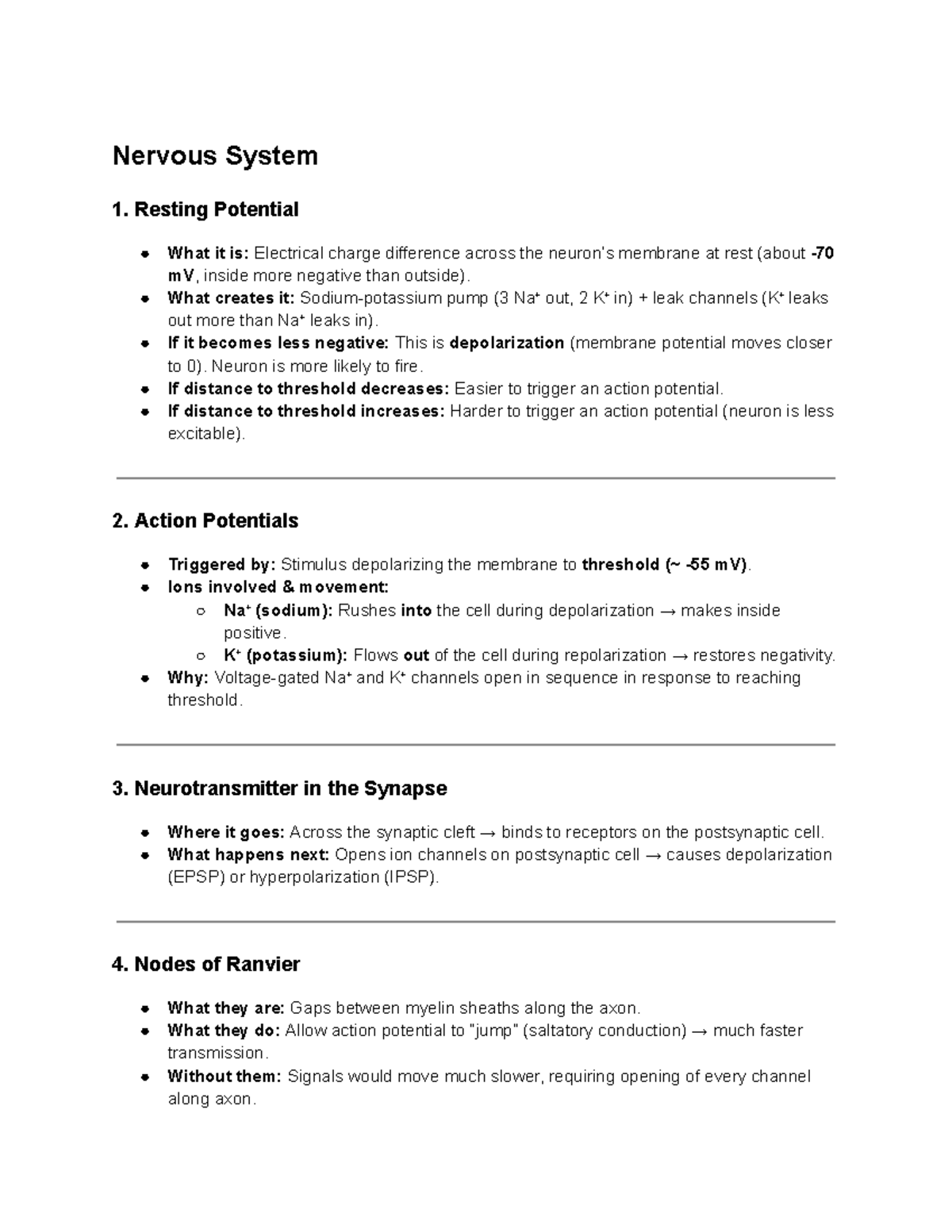 Nervous and Musculoskeletal Systems: Key Concepts (BIO 101) - Studocu