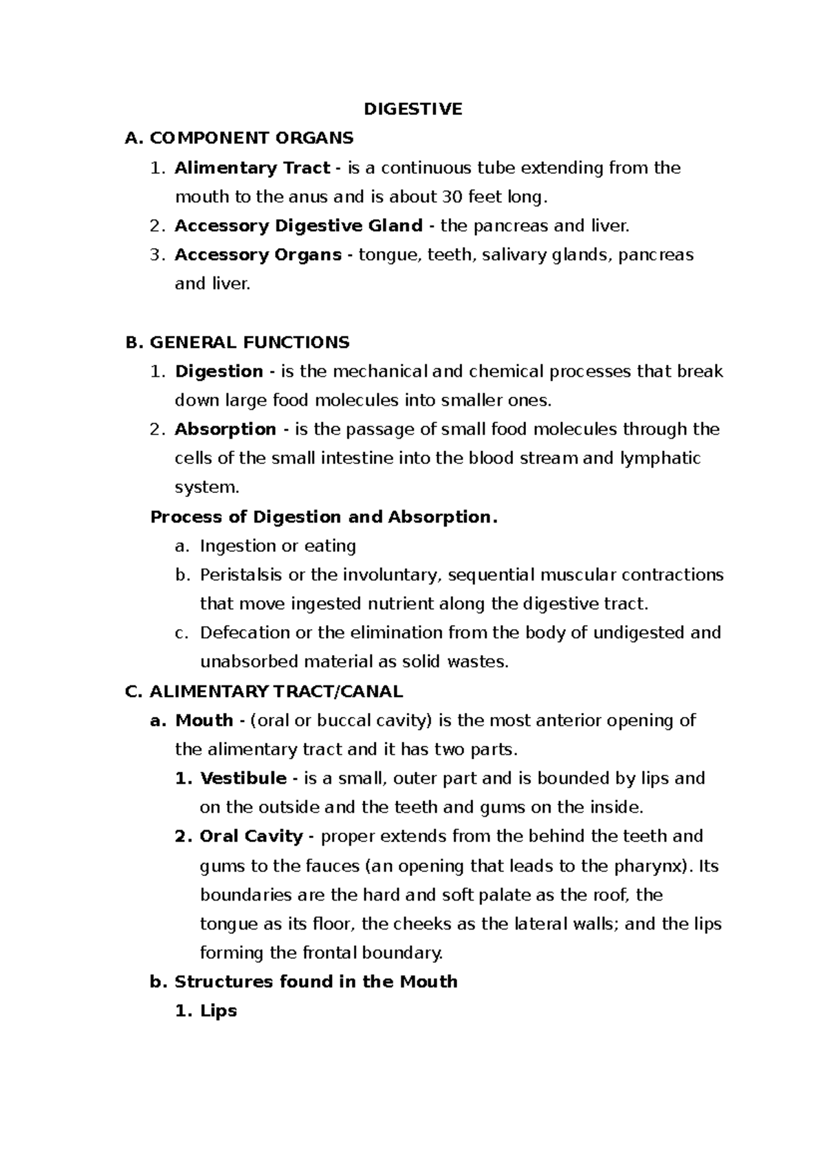 Digestive System Review Guide for Anatomy (ANAT 101) - Studocu