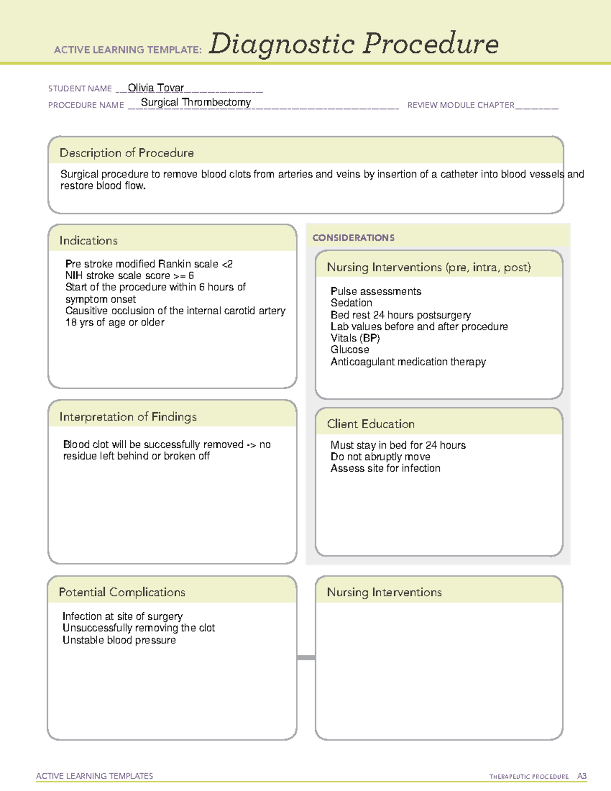 Diagnostic Procedure Template - Active Learning for Therapeutic ...