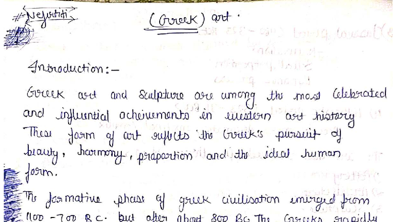 Greek Art: An Overview of Sculpture, Pottery, and Architecture - Studocu