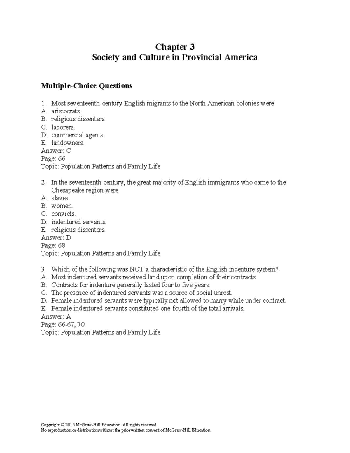 Brinkley 15 TB CH03: Society and Culture in Provincial America ...