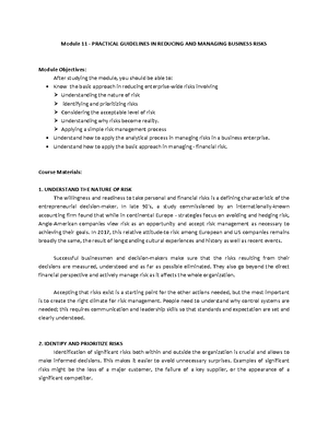 Module 12 - Overview OF Internal Control - Module 12 - OVERVIEW OF ...