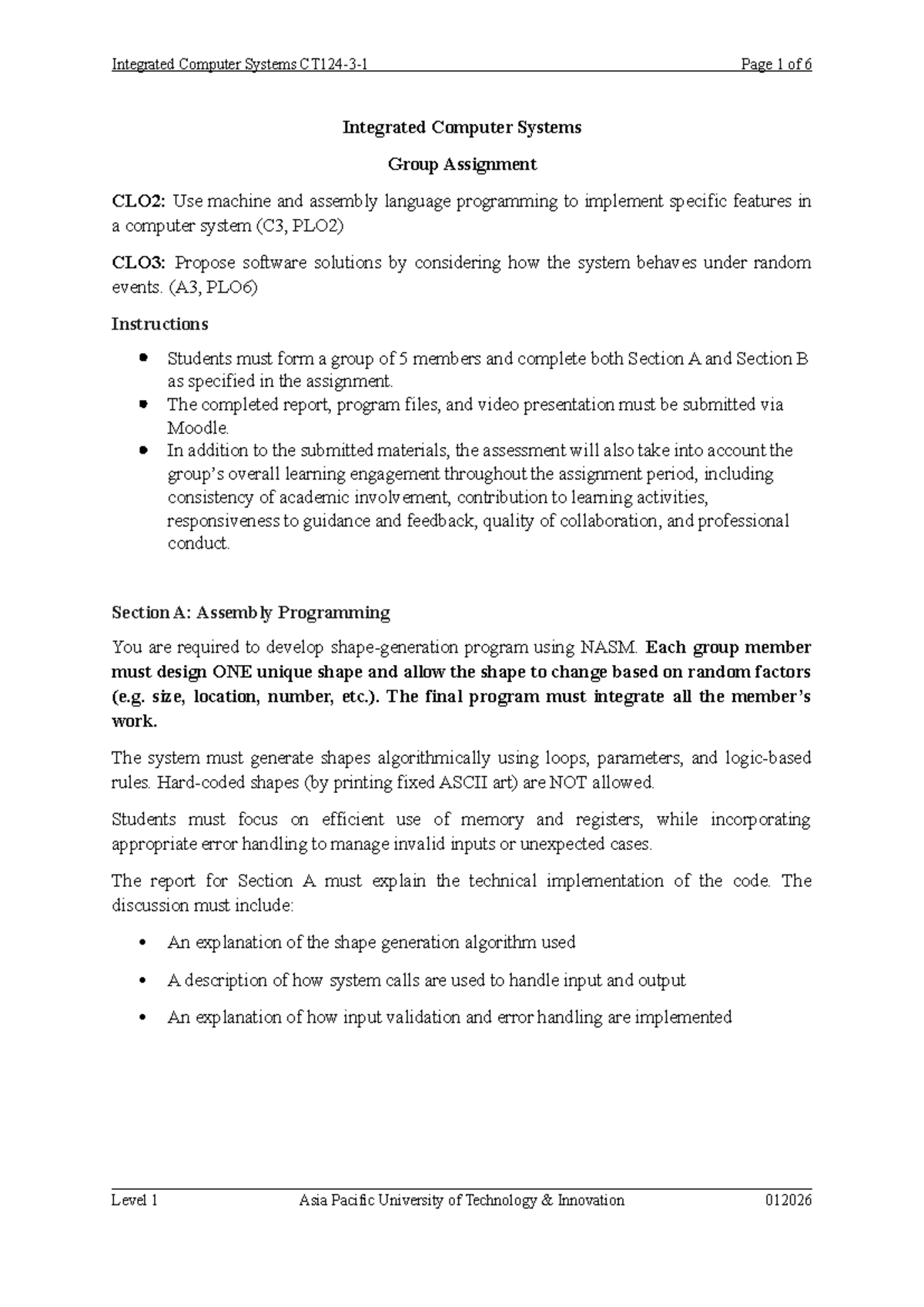 ICS 012026 Group Assignment: Assembly & Software Solutions Analysis ...