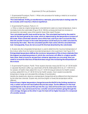 [Solved] Experimental Procedure Part B1 What is the purpose of adding ...