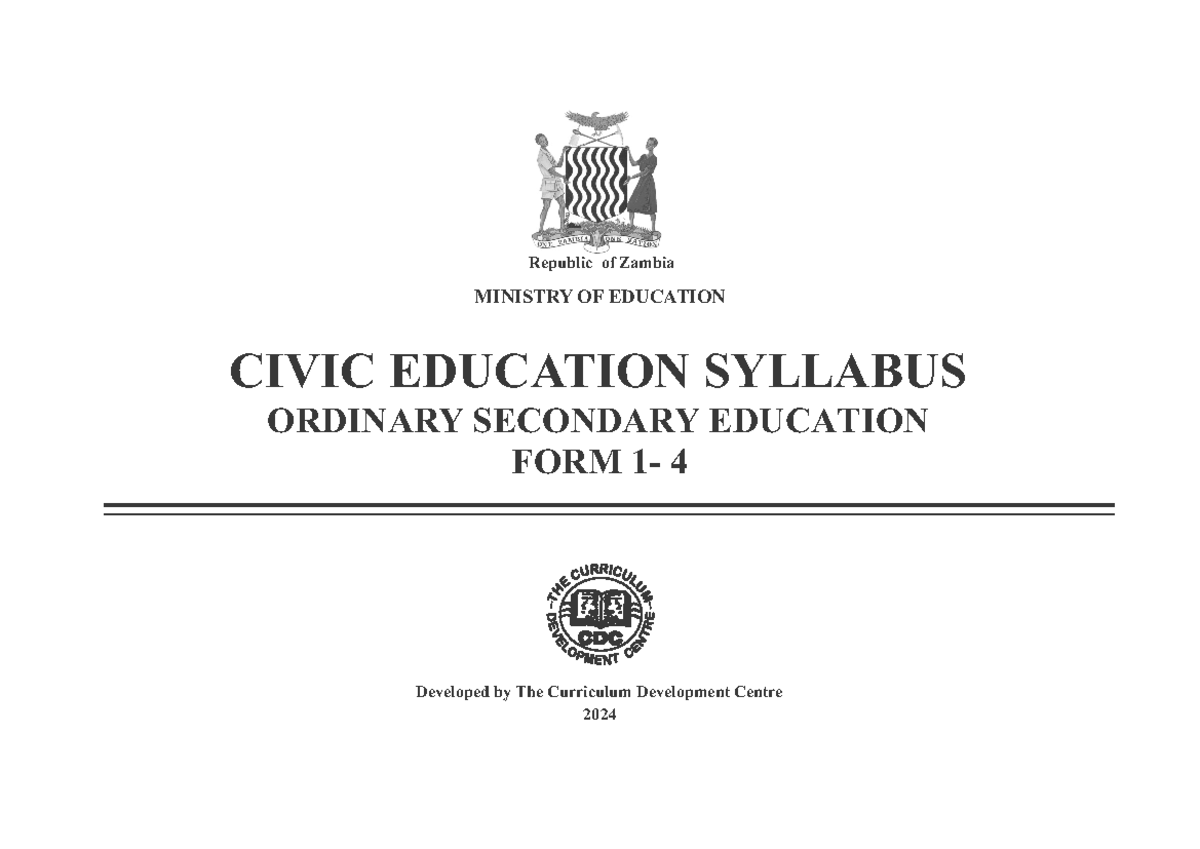 Civic Education Syllabus Science O Level Syllabus FORM 1 4 - - Studocu