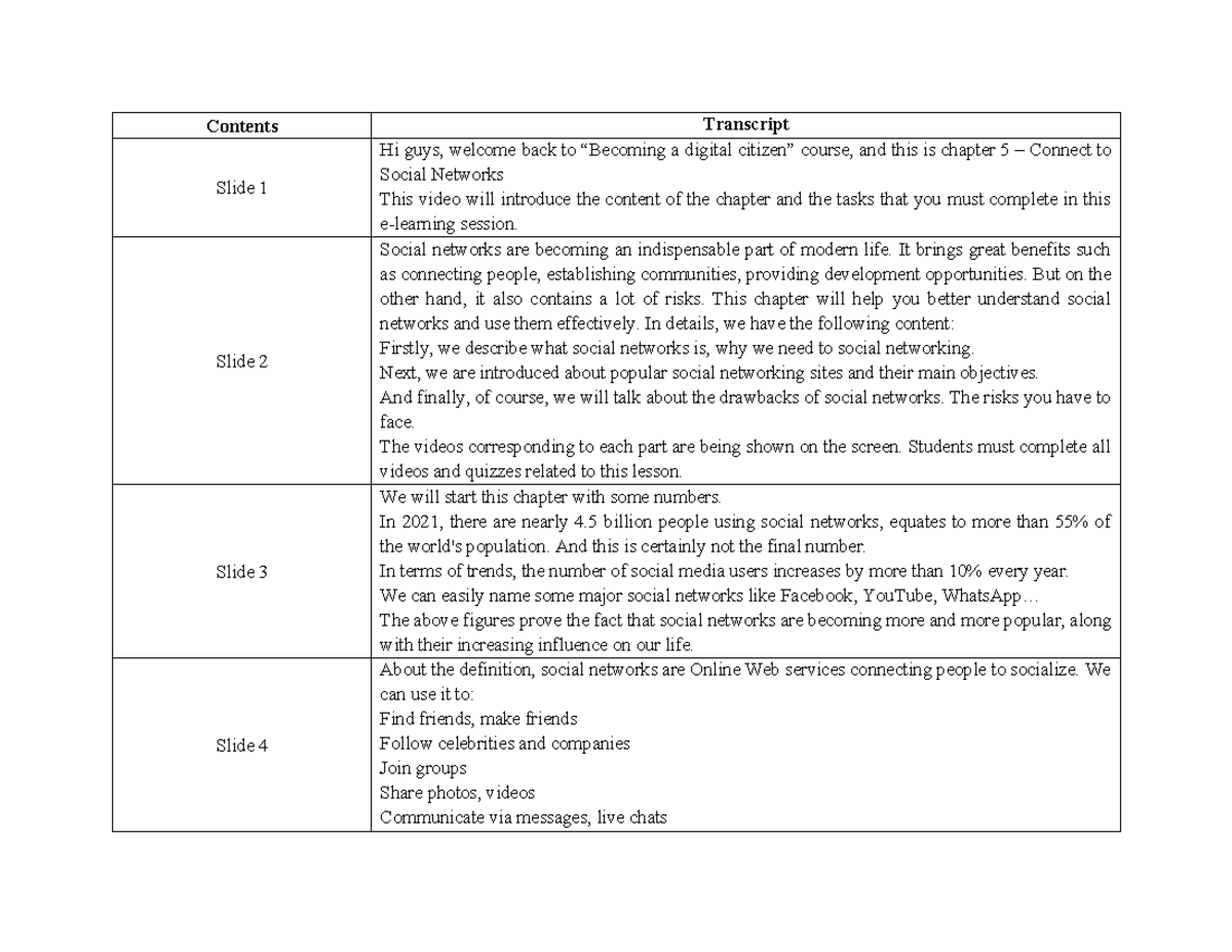 Chapter 5 - Transcript - chap5 - Contents Transcript Slide 1 Hi guys ...