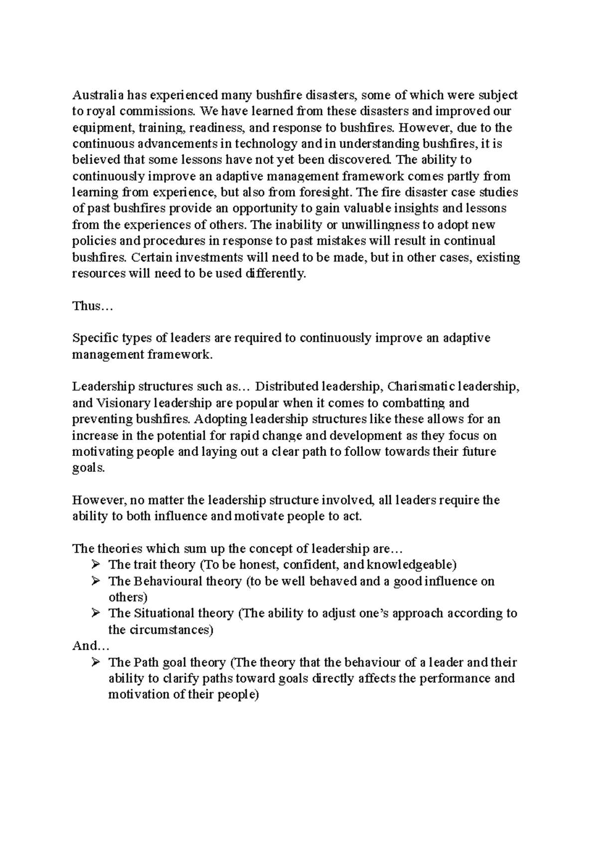 Conclusion - Australia has experienced many bushfire disasters, some of ...