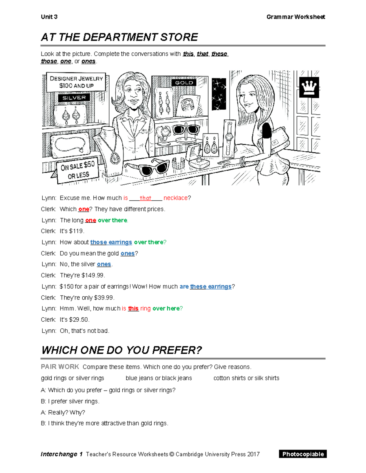 Unit 3 Grammar Worksheet - Answers & Exercises - Studocu