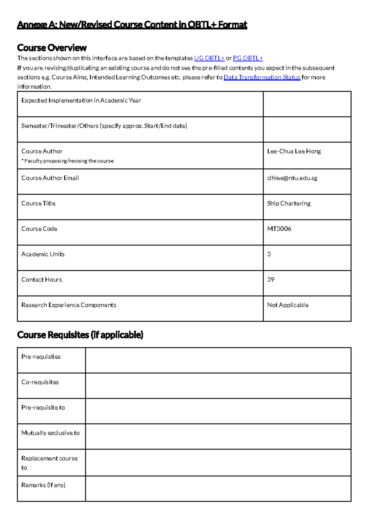 MT3006 Ship Chartering Course Overview and Content Details - Studocu