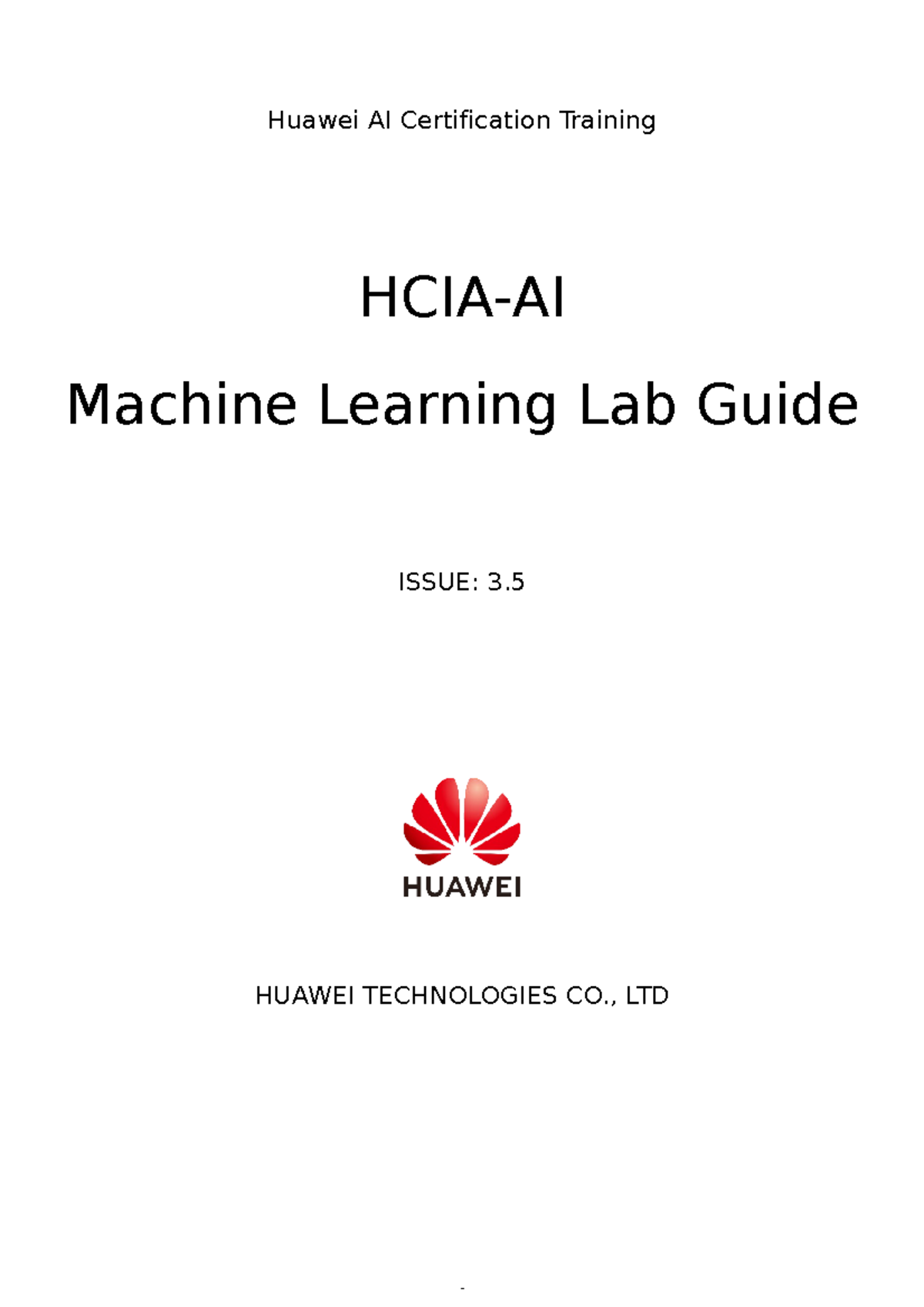 HCIA-AI Machine Learning Lab Guide - Experiment Procedures and Examples - Studocu