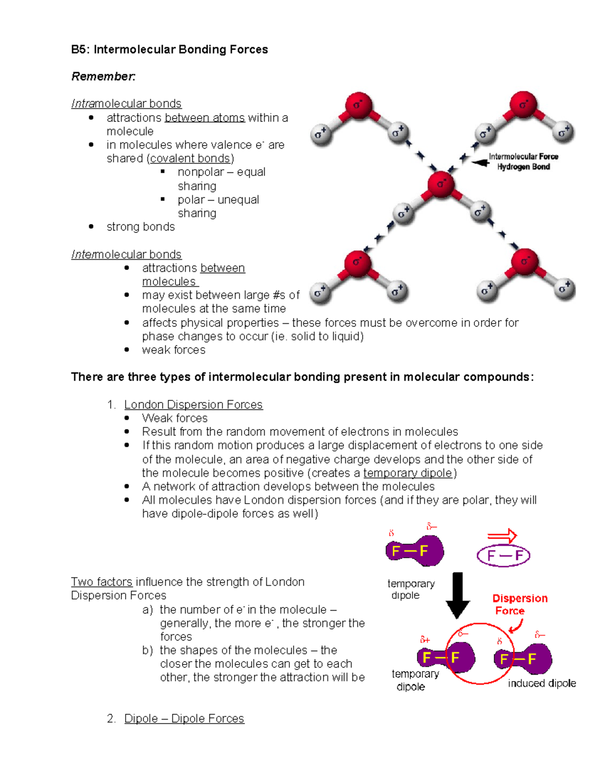 K7 B5 Intermolecular Bonding Forces Overview and Key Concepts - Studocu