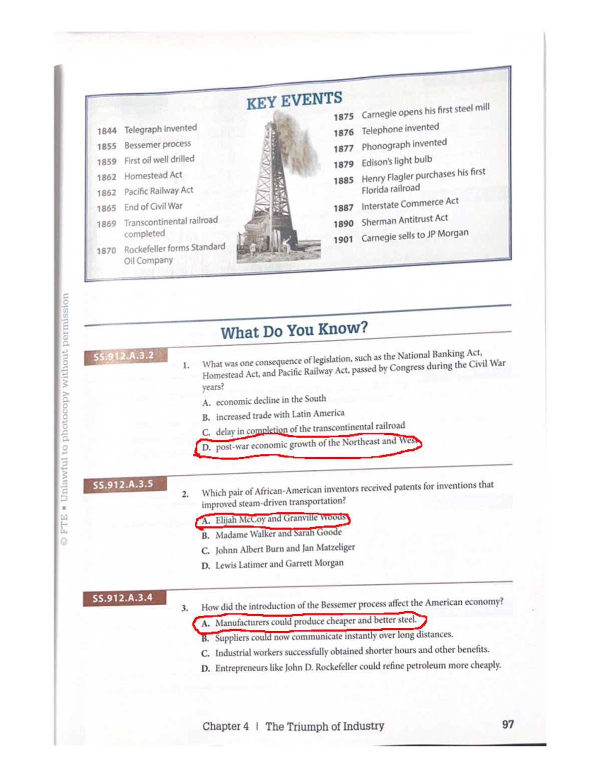 Ch 4 SS.912.A Industrialization Practice Questions & Key Events - Studocu