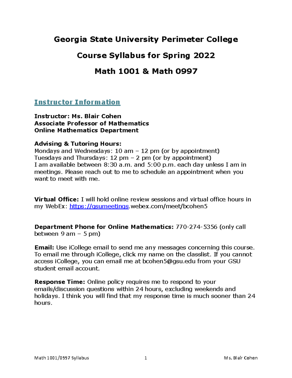 Syllabus Spring 2021 - Georgia State University Perimeter College ...