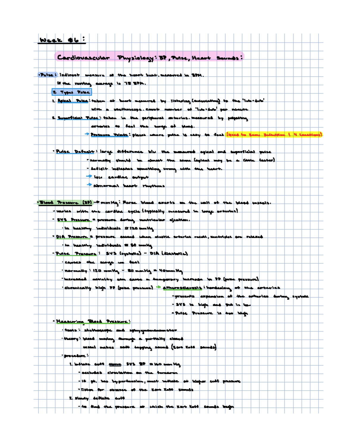 Cardiovascular Physiology: Week 6 Pulse & BP Analysis - Studocu