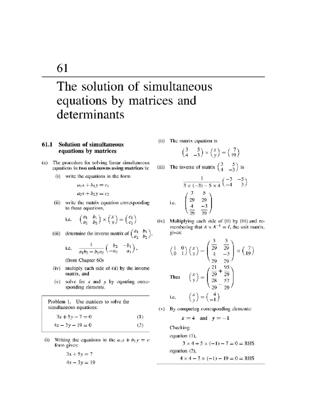 Matrices II - Building Technician Notes on Simultaneous Equations - Studocu