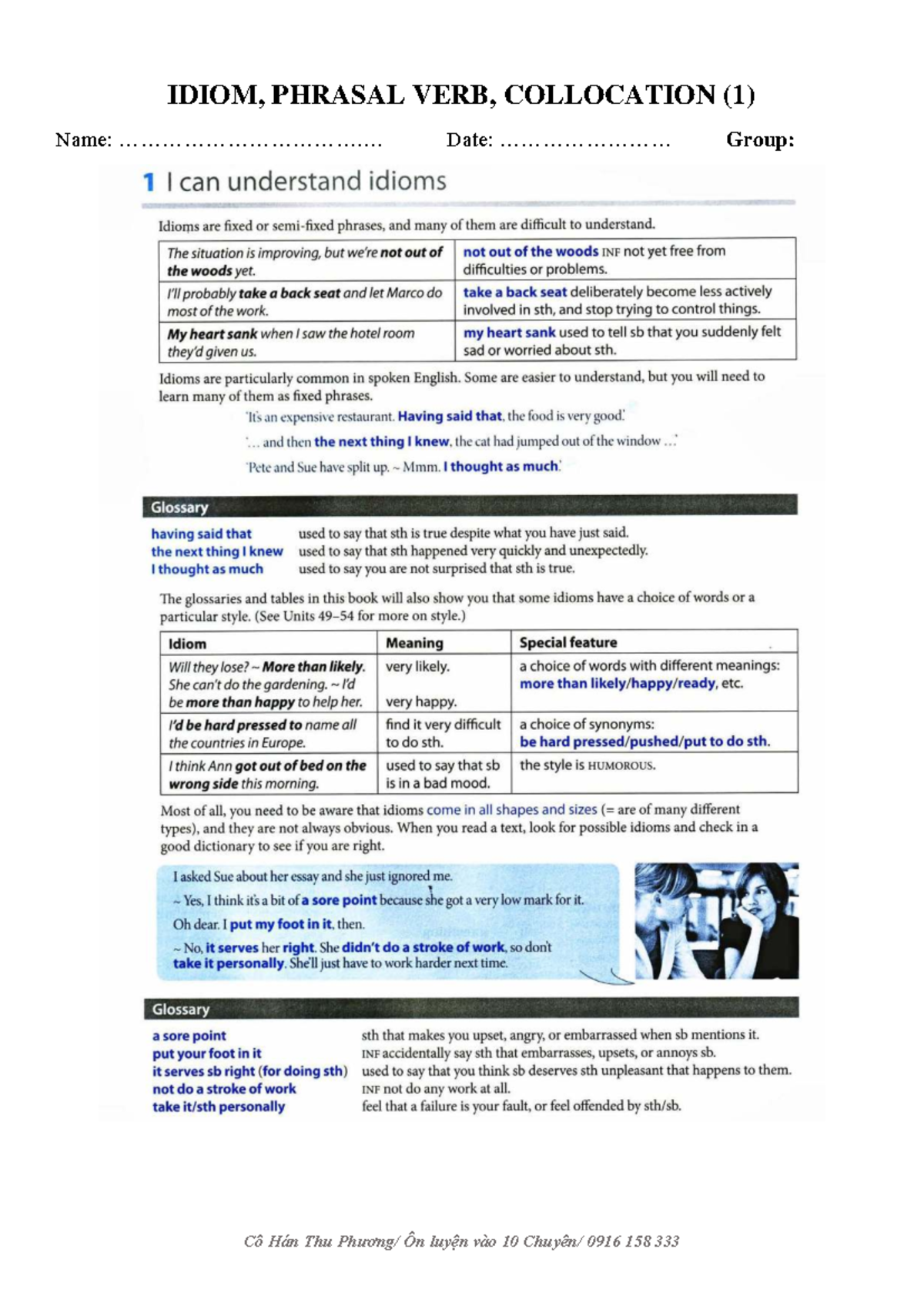 G9 - Idiom, Phrasal Verb, Collocation 1 full V - Social Sycology ...