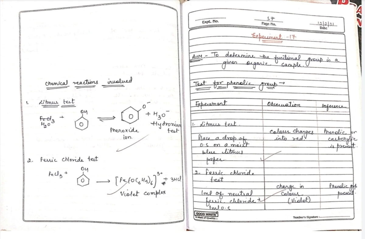 Carboxylic acid functional group - 59 Expt. No. Page No. Date Experiment AIM. To determine is ...