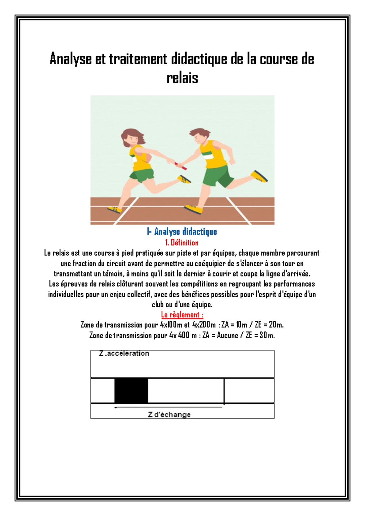 Analyse Didactique de la Course de Relais - Analyse 1 - Studocu