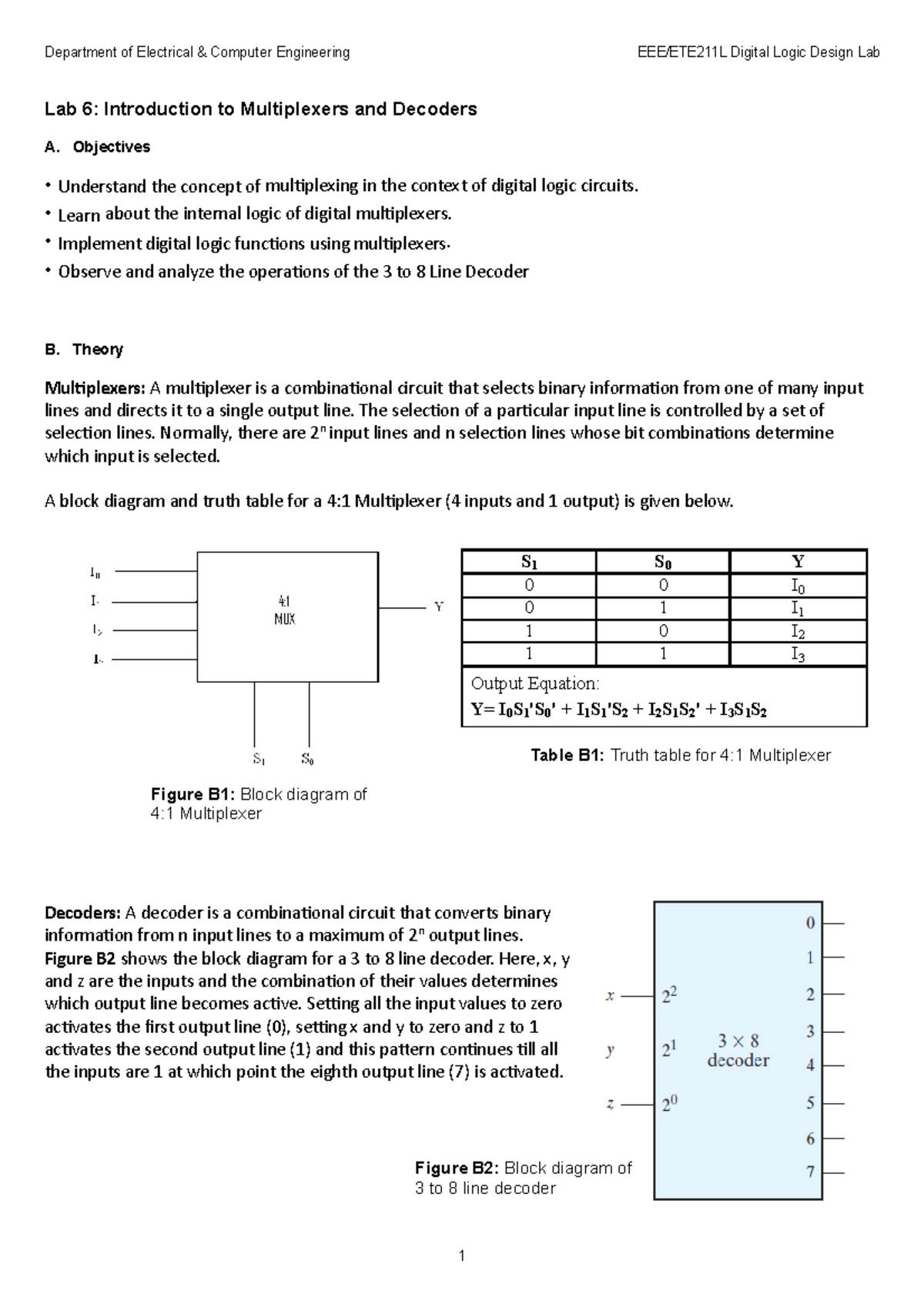 Lab 6 mux and decoder - Lecture notes 6 - Lab 6: Introduction to ...