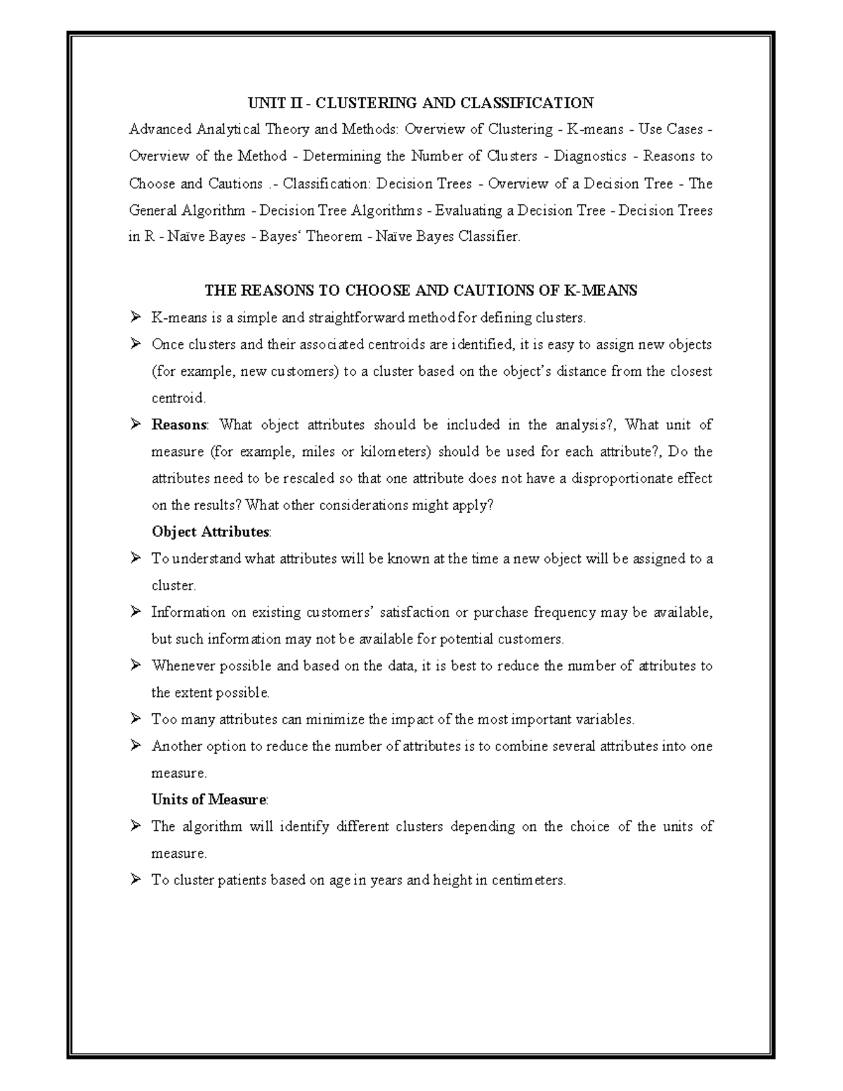 Big Data Analytics - Module 2 - UNIT II - CLUSTERING AND CLASSIFICATION Advanced Analytical ...