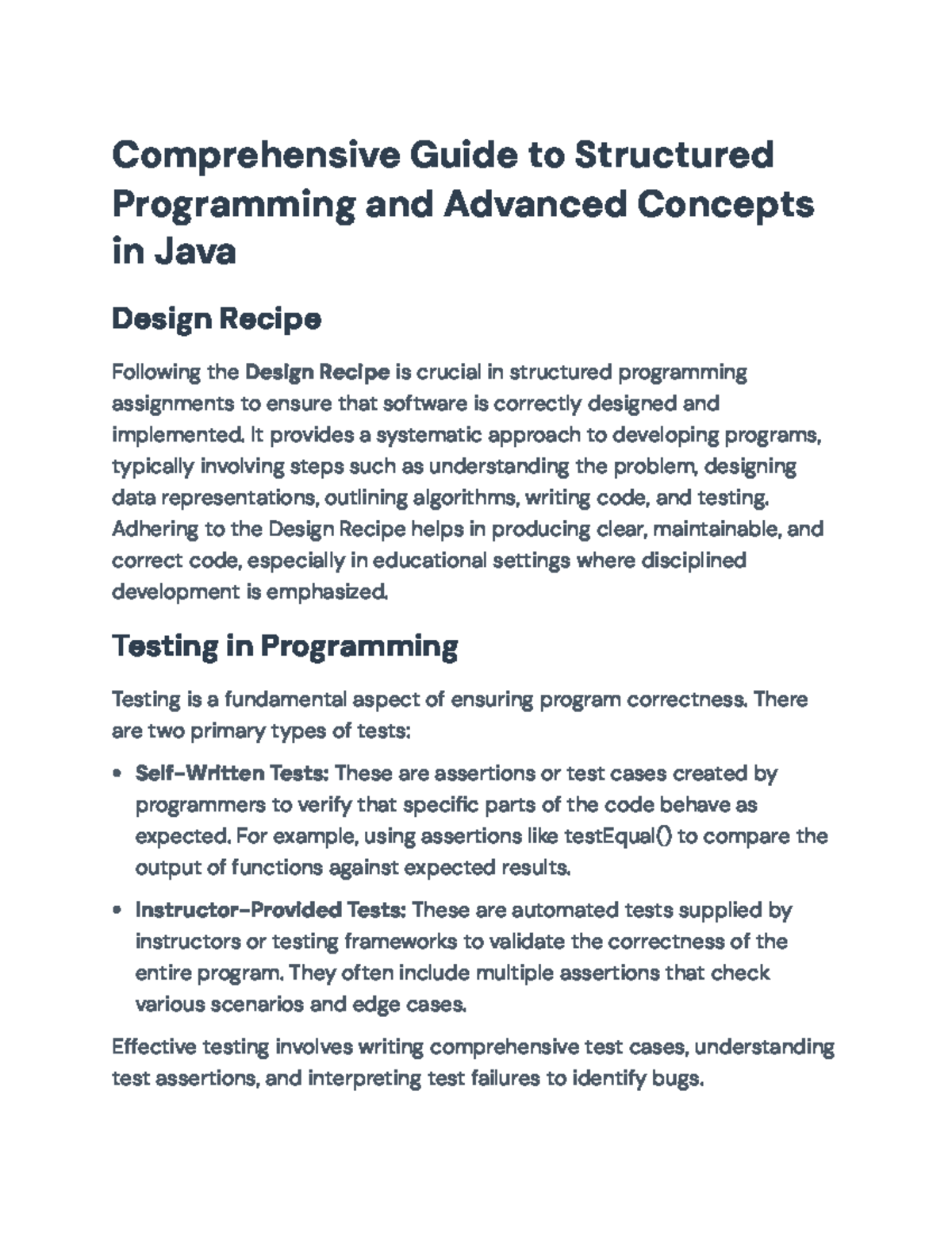 Comprehensive Guide to Structured Programming & Java Concepts (CS101) - Studocu