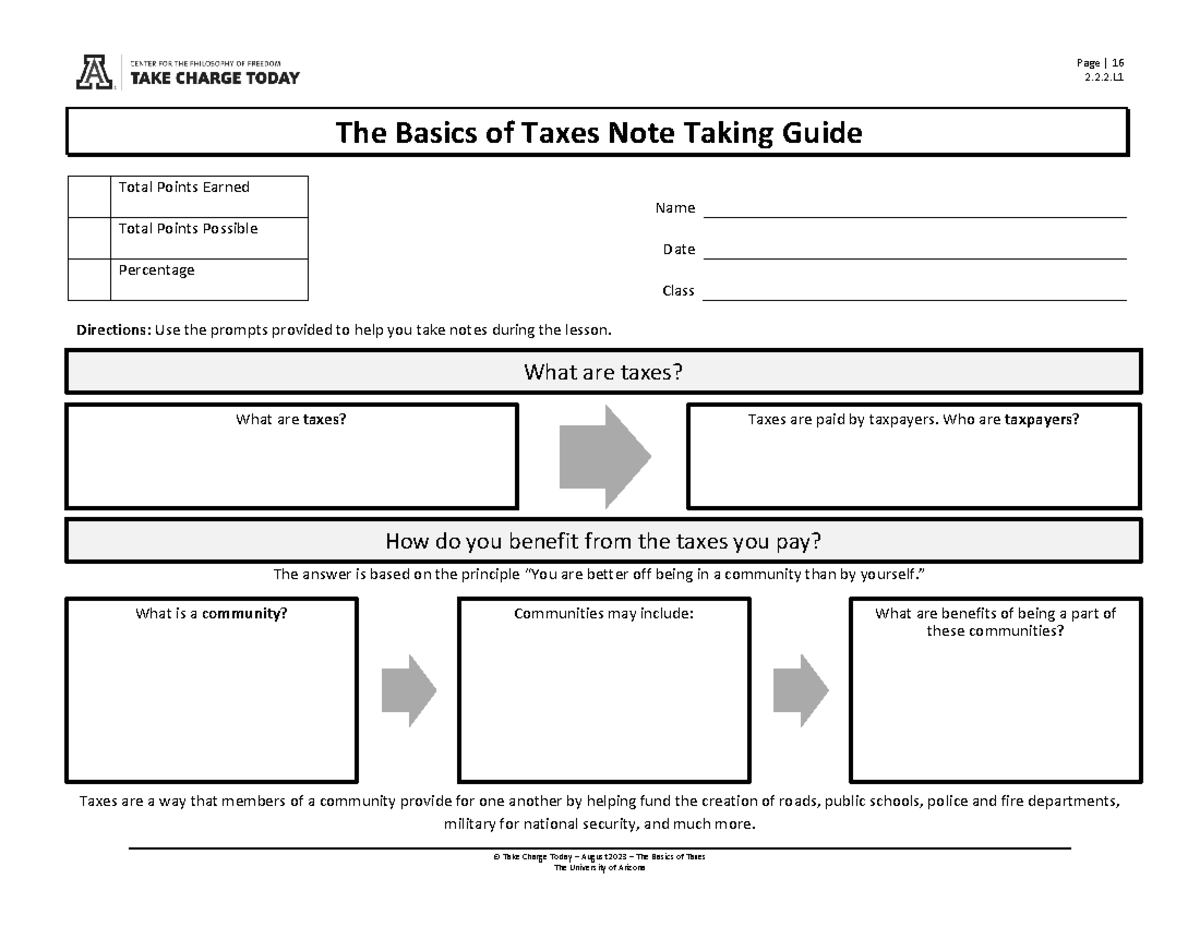 The Basics of Taxes Notes 2: A Guide for U of A Students - Studocu