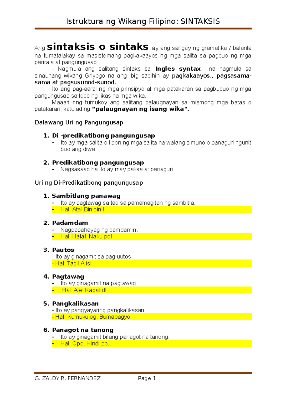 F1-Sintaksis - Detalyadong Pagsusuri ng Sintaksis sa Pagtuturo ng ...