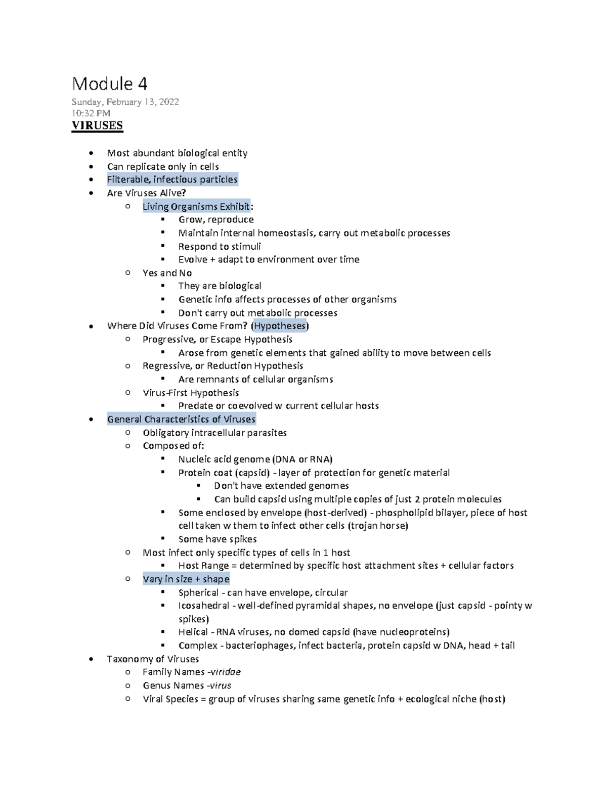 Module 4: Understanding Viruses - Lecture Notes with Dr. Larios-Sanz ...