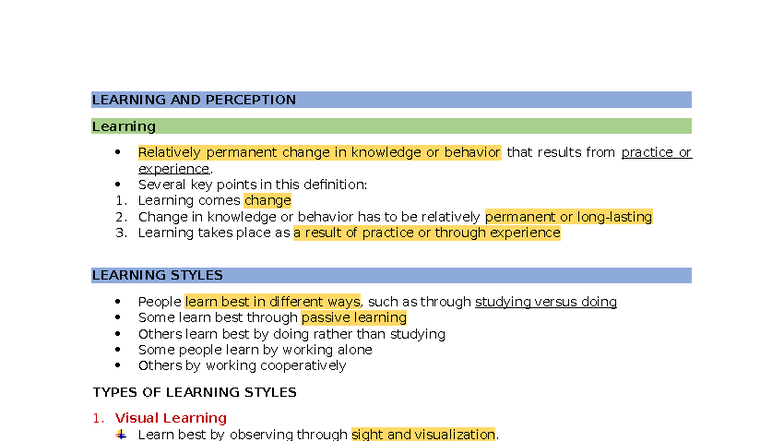 LEARNING AND PERCEPTION: Understanding Styles and Emotional Maturity ...