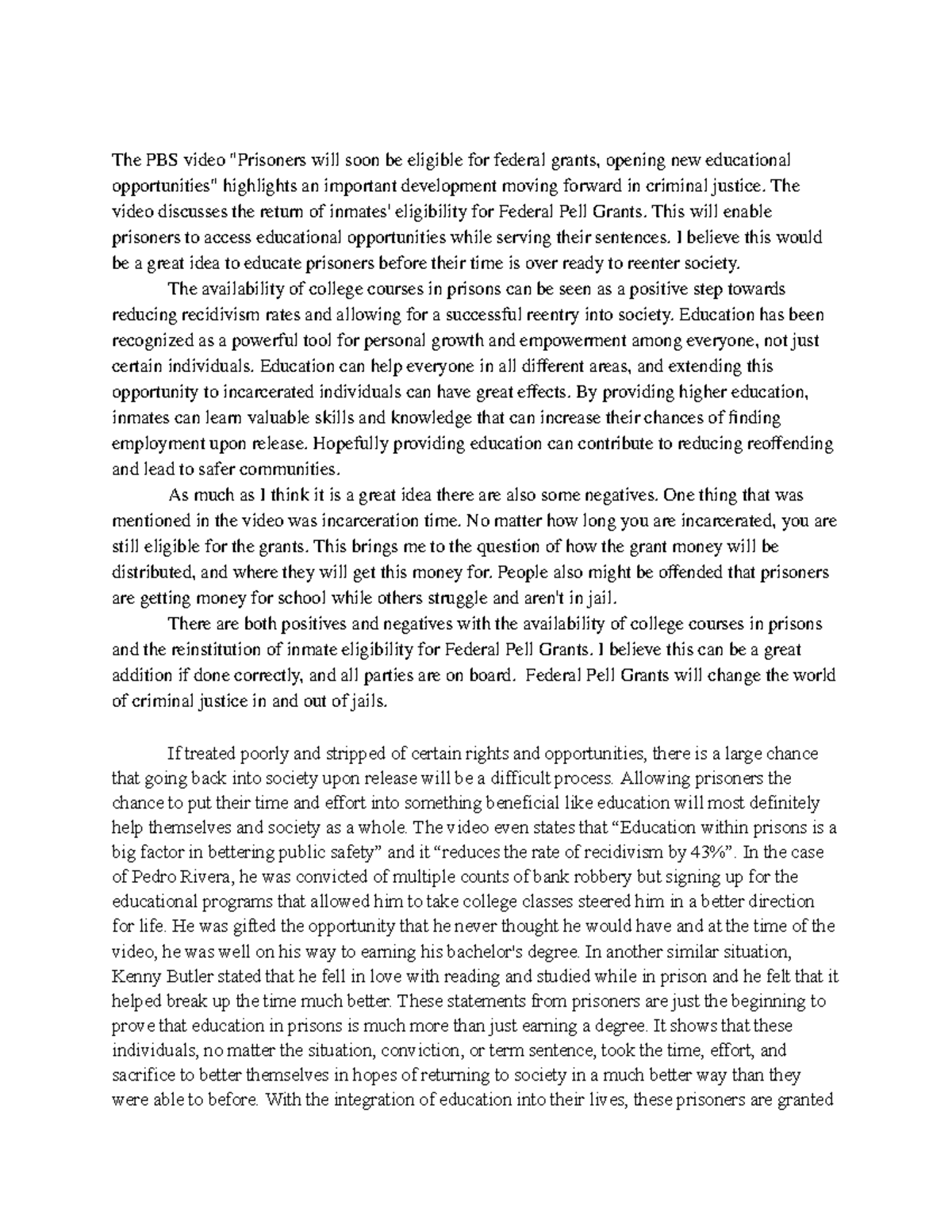 PBS Case Study: Educational Grants for Inmates and Societal Impact ...