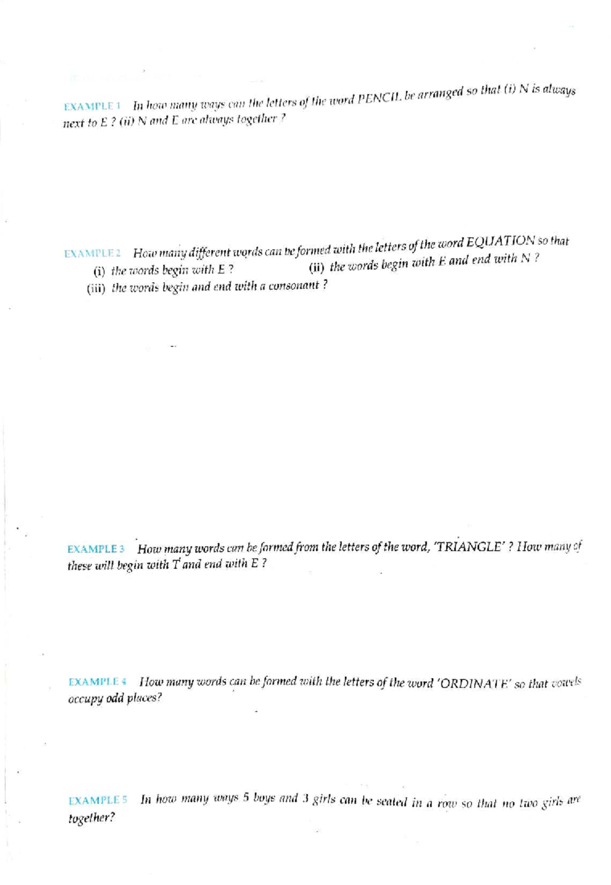 Permutations and Arrangements: PENCIL & EQUATION Examples - Studocu