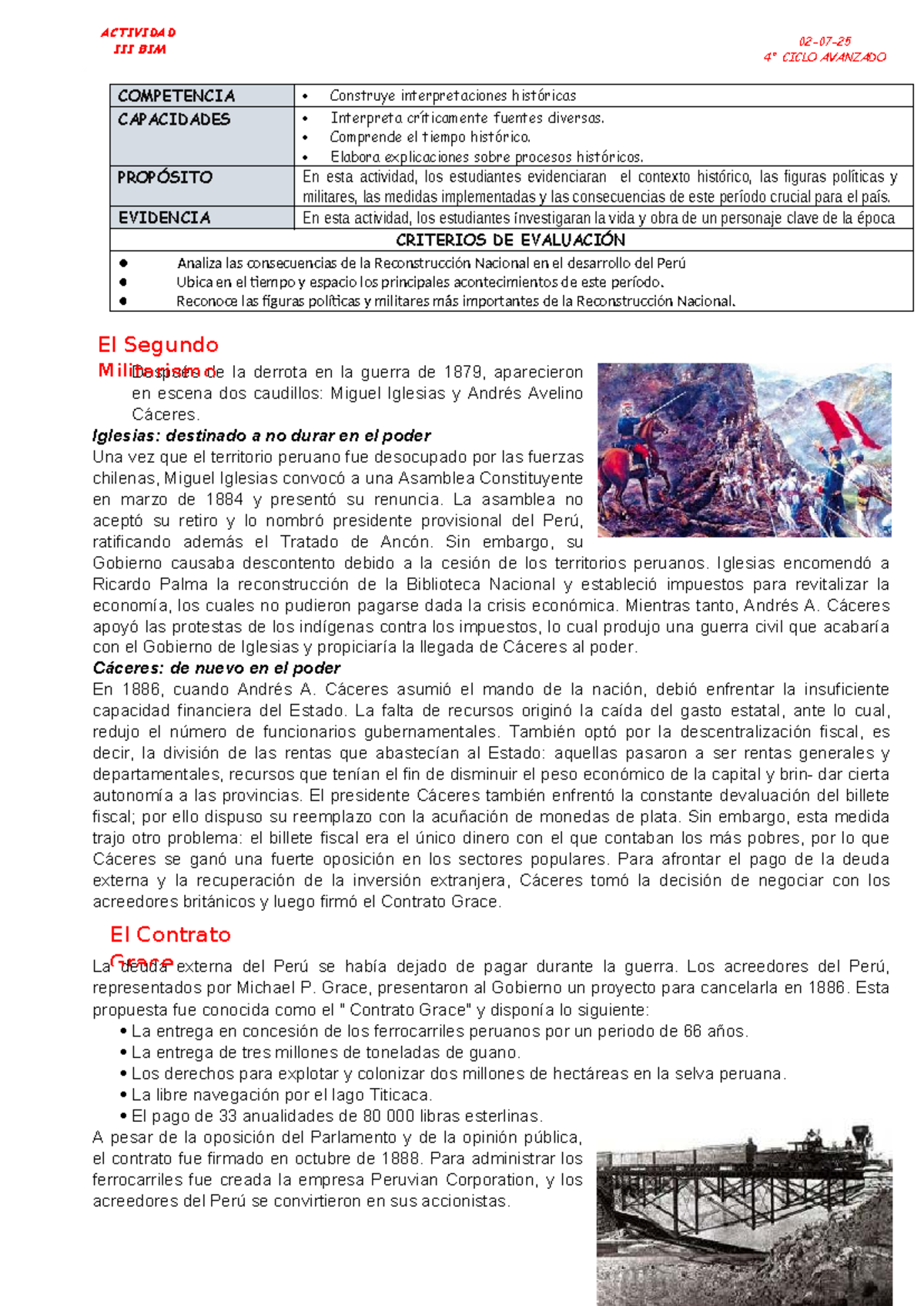 La Reconstrucción Nacional: Análisis del Segundo Militarismo - CCSS 4 ...