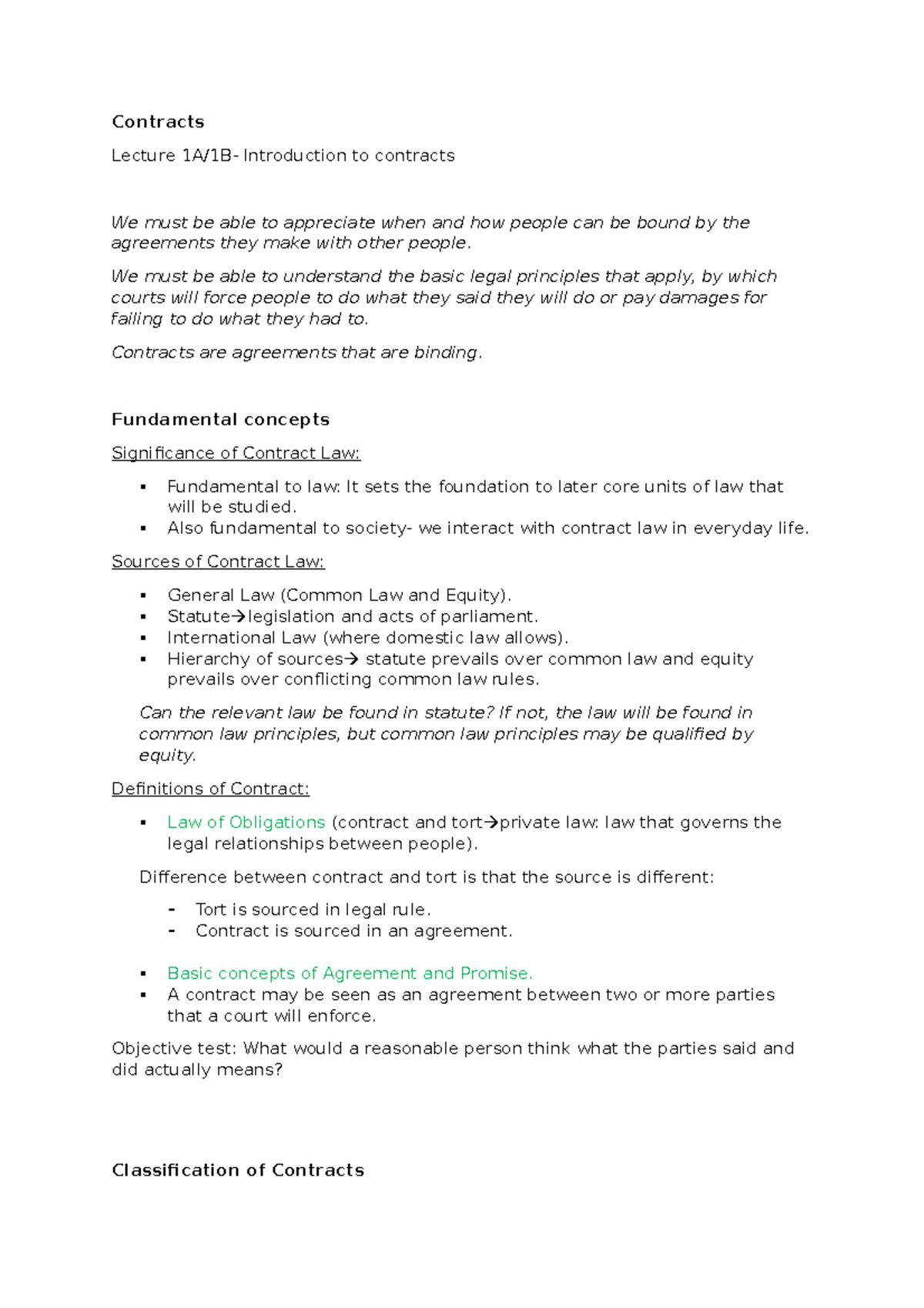 1A Introduction to contracts - Contracts Lecture 1A/1B- Introduction to ...