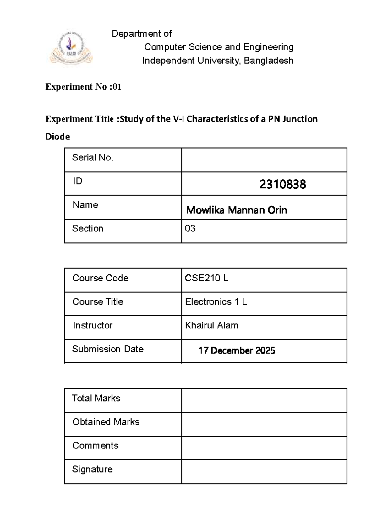 LAB-report 1 - lab report - Department of Computer Science and ...