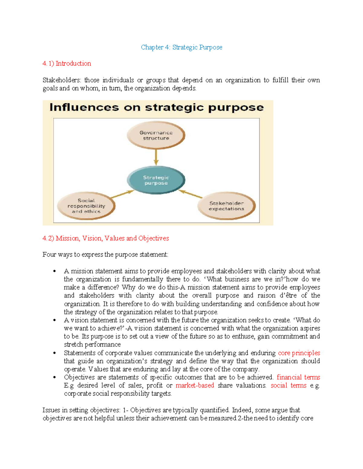 Chapter 4: Strategic Purpose and Stakeholder Influence in Organizations ...