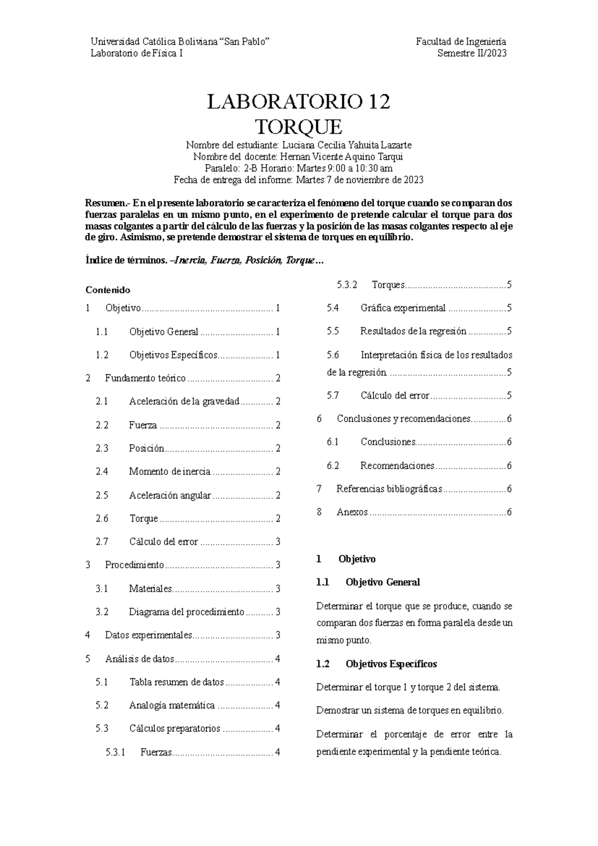 Laboratorio 12.Yahuita Luciana - Laboratorio de Física I Semestre II ...