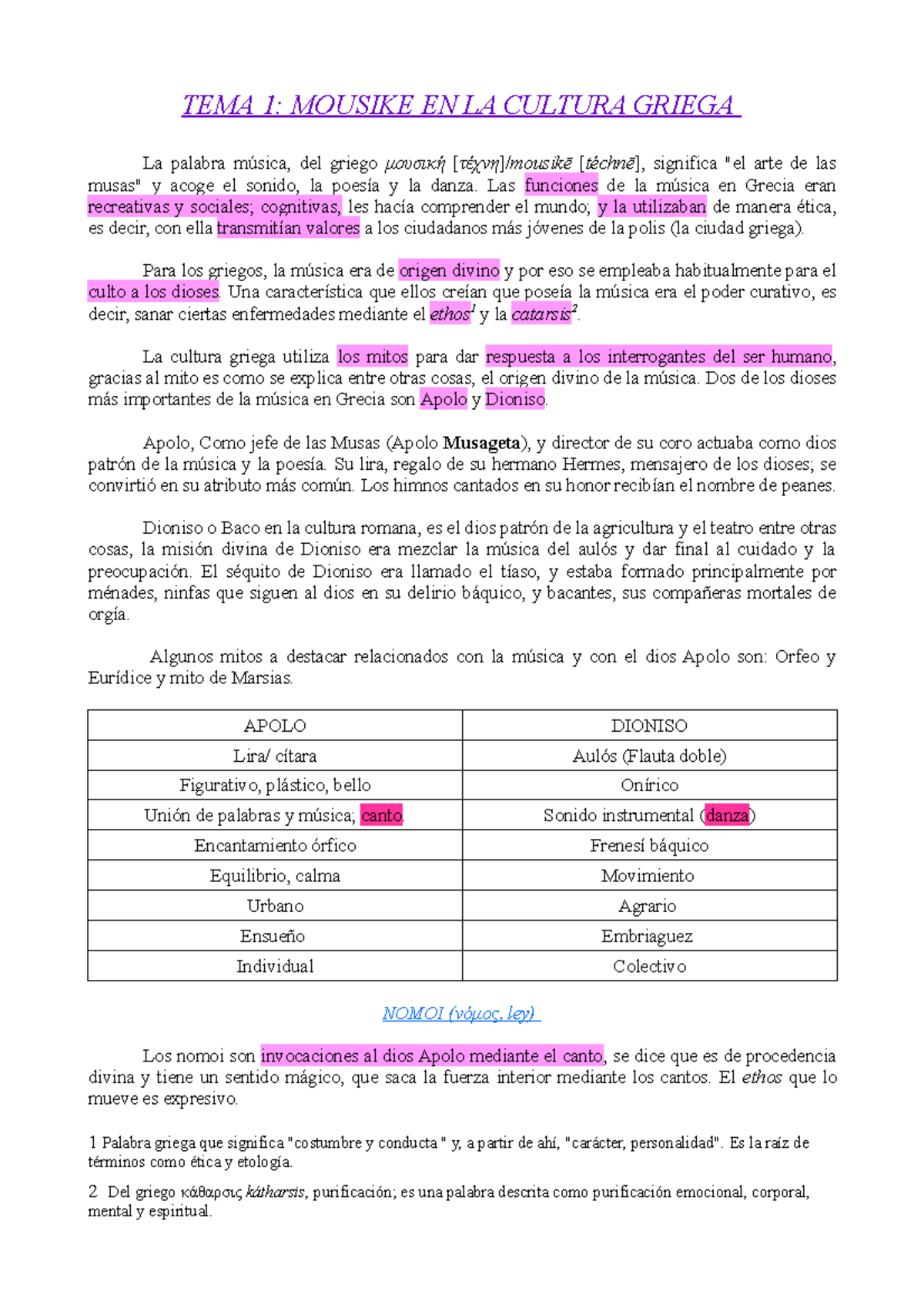 Apuntes parte eduardo - Musica en grecia y cristiandad - TEMA 1 ...