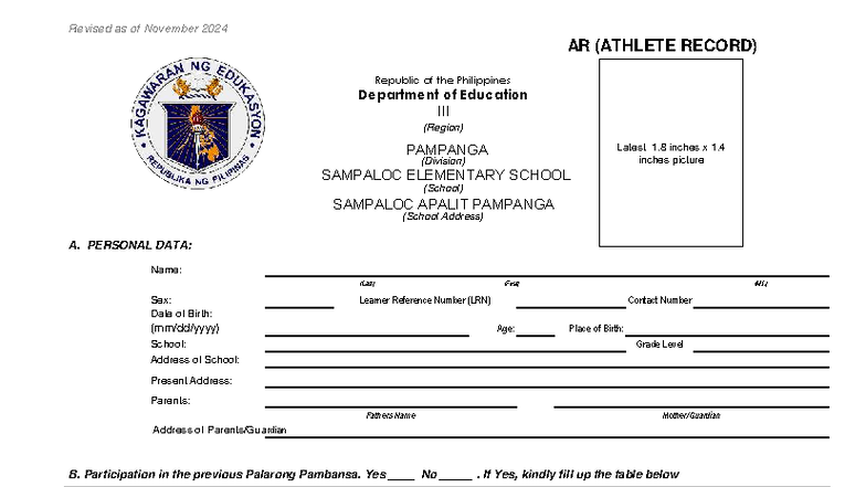 Athlete Records and Medical Forms for Lower Meets (AR 2024) - Studocu